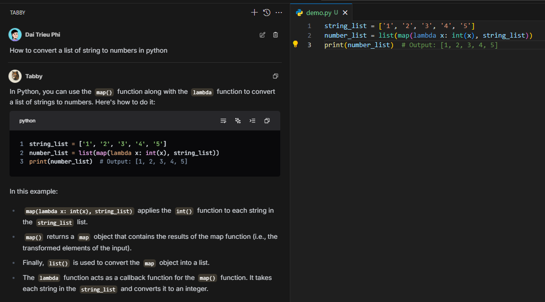 Comparing tabby with copilot